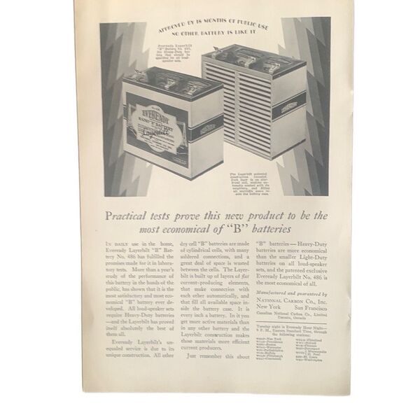 Eveready | Accents | Vintage 927 Eveready Radio B Battery Ad ...
